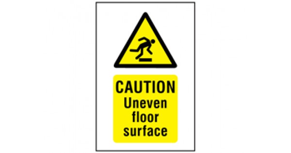 Caution Uneven floor surface symbol and text safety Sign ...